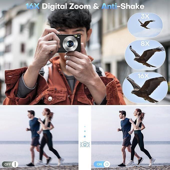 Digitalkamera 4K Autofokus Fotoapparat Fotokamera mit 32G SD (Neu und ...