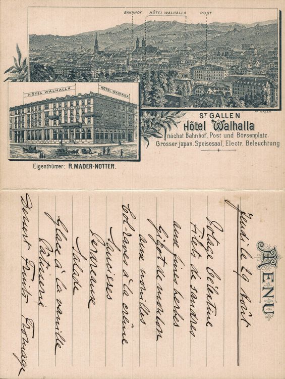 St. Gallen. Hotel Walhalla - Menukarte (Gebraucht) in Bronschhofen für CHF 28 – mit Lieferung ...
