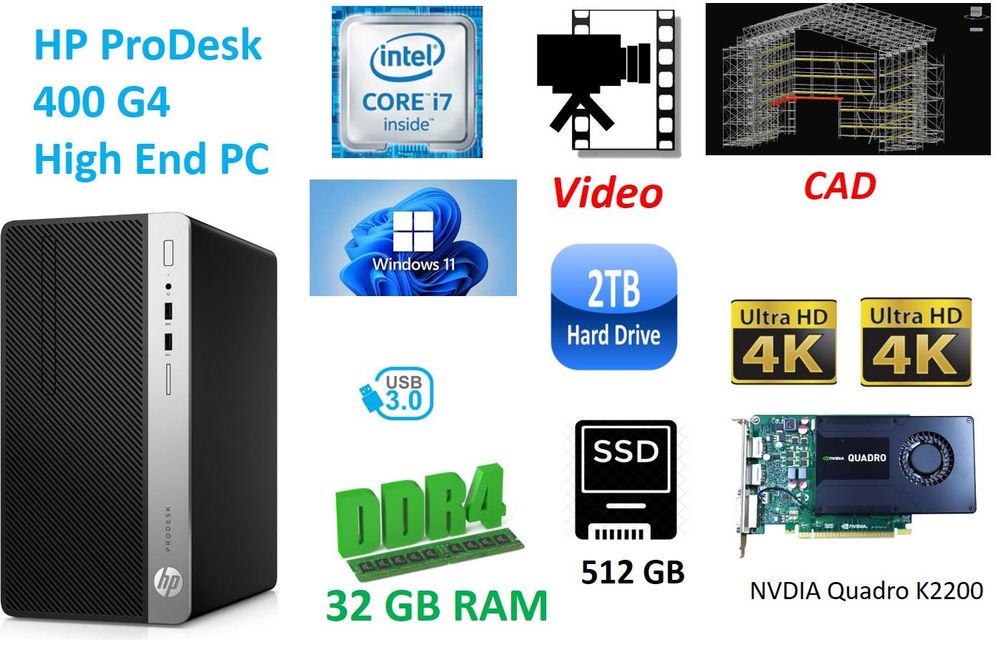 CAD PC HP 400 G4 i7 K2200 32GB 512GB 2TB (Gebraucht) in Meggen für CHF ...