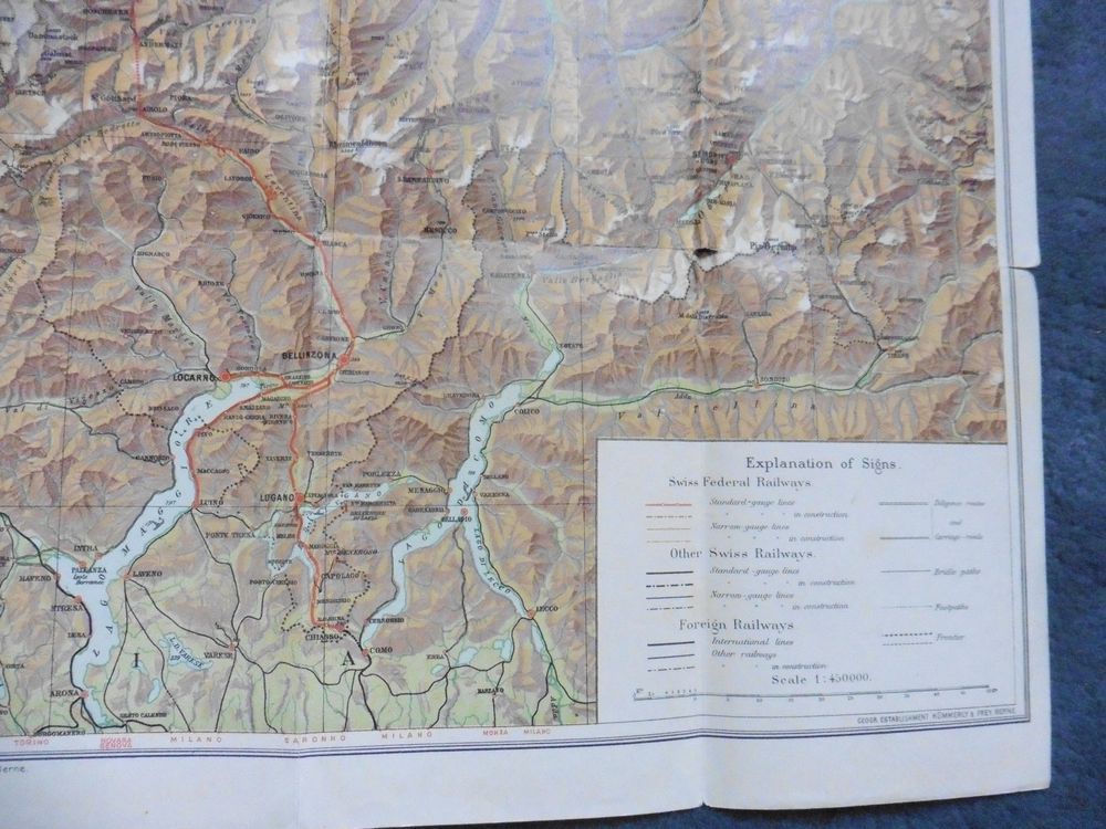 CH-Bahnen-Reise-Karte,Litho,1909,Reklame,Tourist-map,SBB (Gebraucht) in Lausen für CHF 6 – mit ...