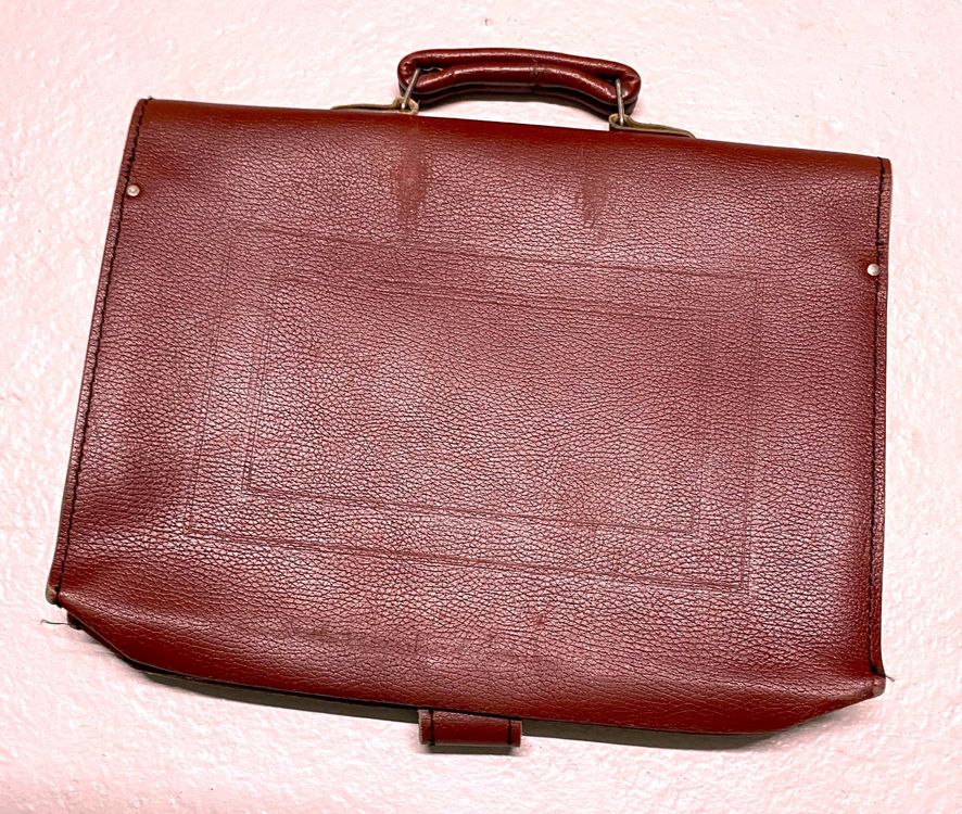 vintage Schulsack Schul Tasche Leder weinrot Schweiz 1980er | Kaufen ...