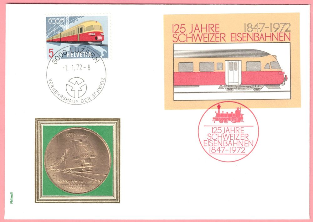 125 Jahre Schweizer Eisenbahnen 1972 Vignette D (Gebraucht) in Mellingen für CHF 1.1 – mit ...