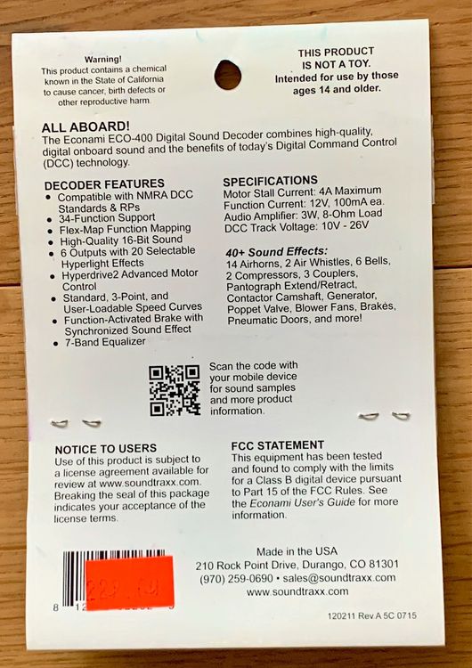 Econami DCC Sound Decoder 883005 Electric O-Loks (Neu und ...