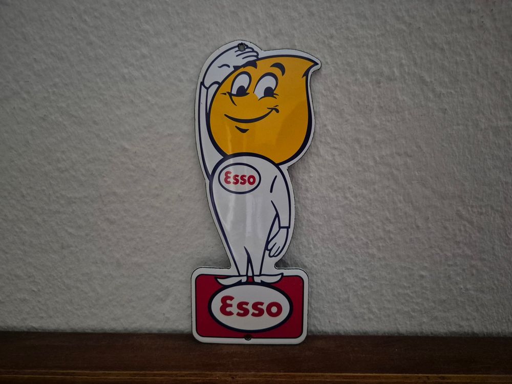 Emailschild Esso Tankstelle Motor Oil Emaille Schild Reklame (Neu ...