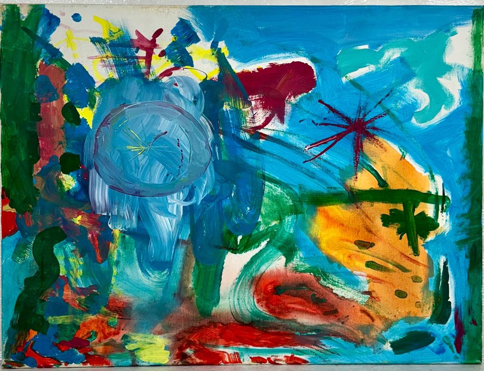 Grosses Interessante Abstrakte Gemälde Öl auf Leinwand | Acheter sur Ricardo