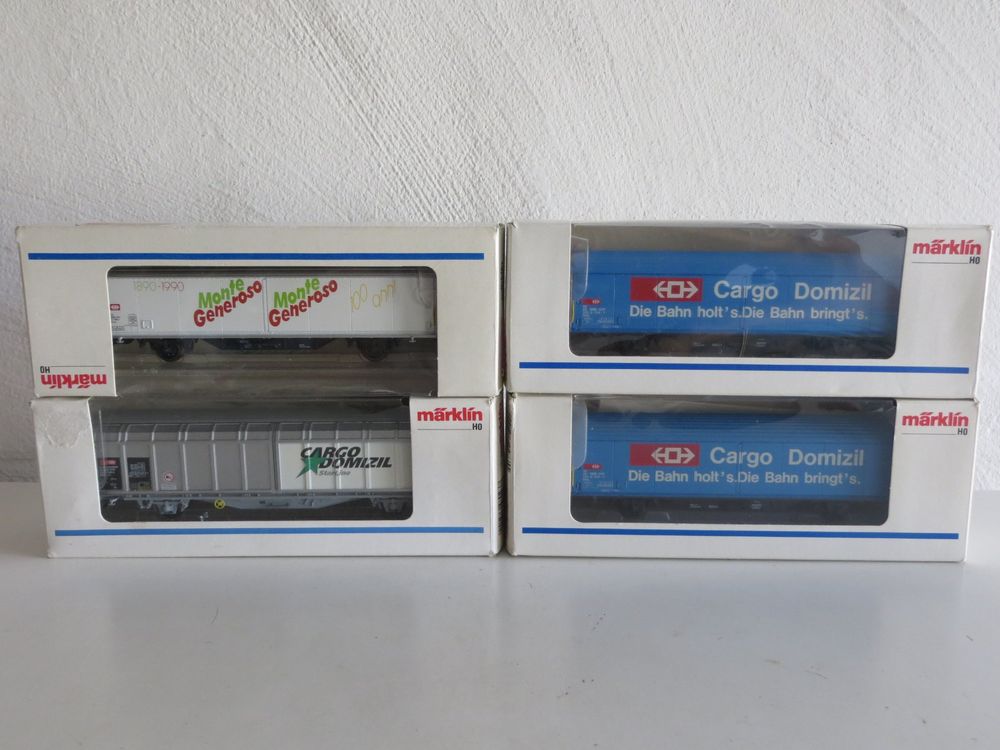 Märklin H0: Set mit 4 Güterwagen CARGO DOMIZIL, WS, mit OVP (Gebraucht ...