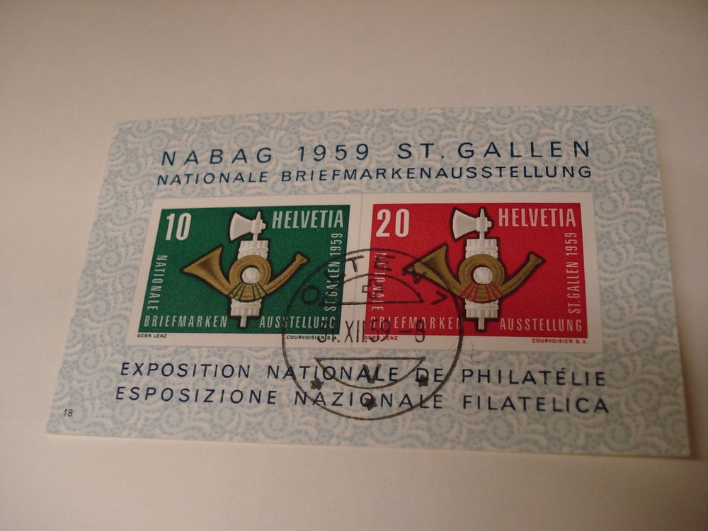 Block Nabag St Gallen 1959, sauber o (Gebraucht) in Niederwil AG für ...