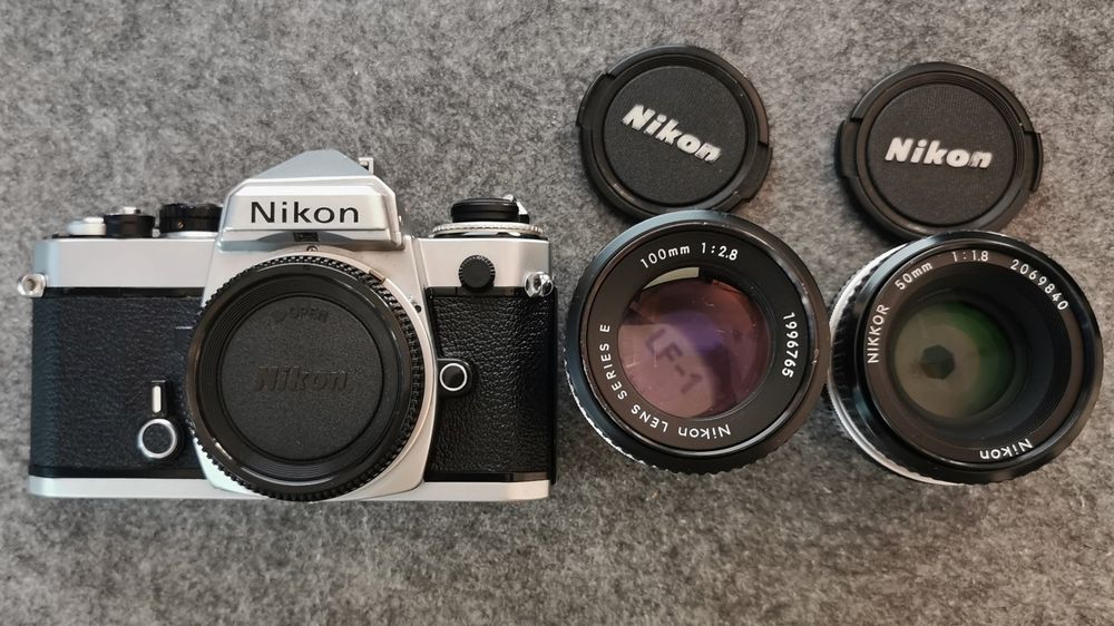 Nikon FE silver mit Nikon 50mm 1:1.8 & Nikon E 100mm 1:2.8 | Kaufen auf ...