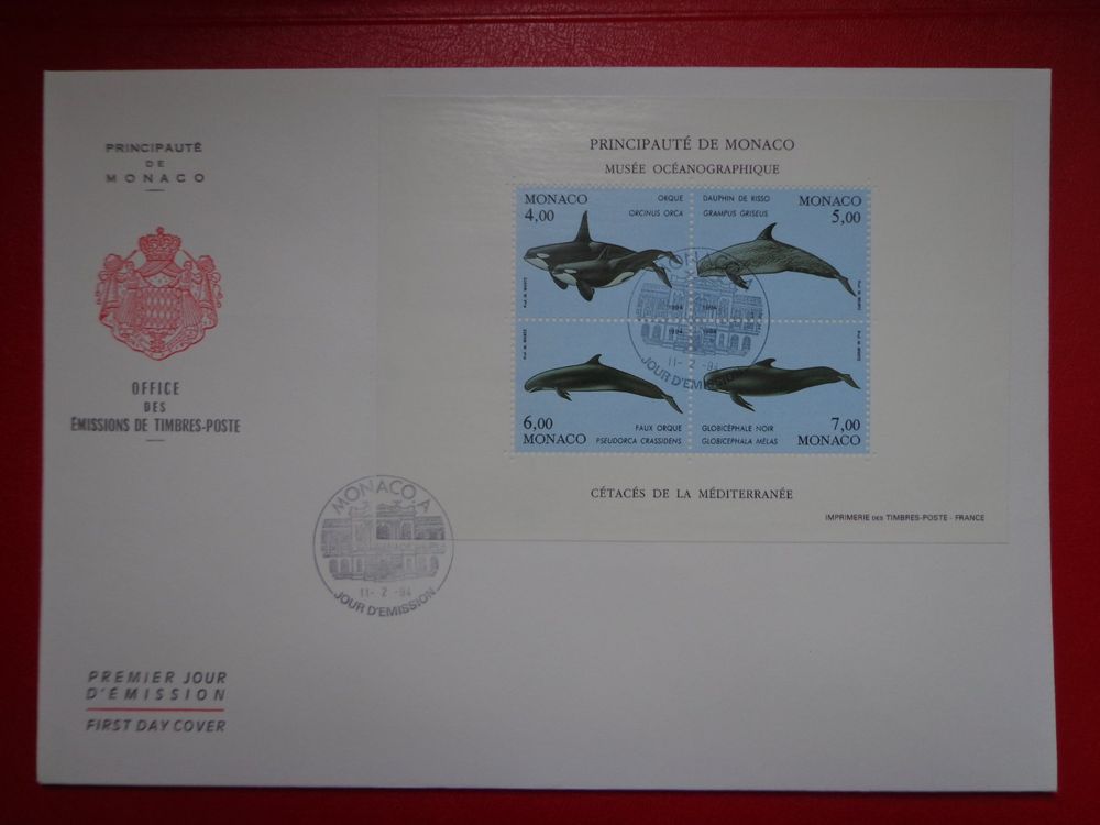 FDC XXL 1994 Dauphin Mer BLOCK Bloc/feuillet MONACO (Neuf (Voir ...