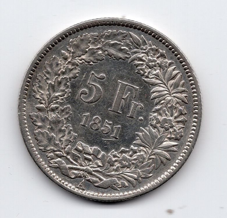 (1376) Schweiz, 5 Franken 1851, sitzende Helvetia | Kaufen auf Ricardo