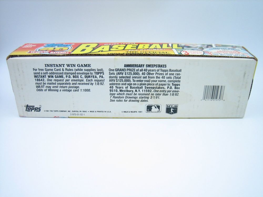 1991 Topps Baseball-Karte Factory Set komplett von Topps | Kaufen auf ...