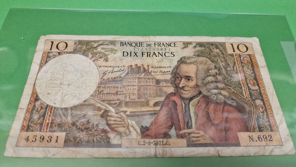 10 Francs Voltaire Banknote Frankreich Jahrgang 1971 (Gebraucht) in ...