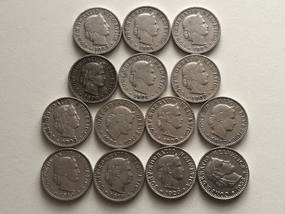 Lot mit 14 Stk. 20 Rp. ab 1883 (Gebraucht) in Schötz für CHF 5 – mit ...