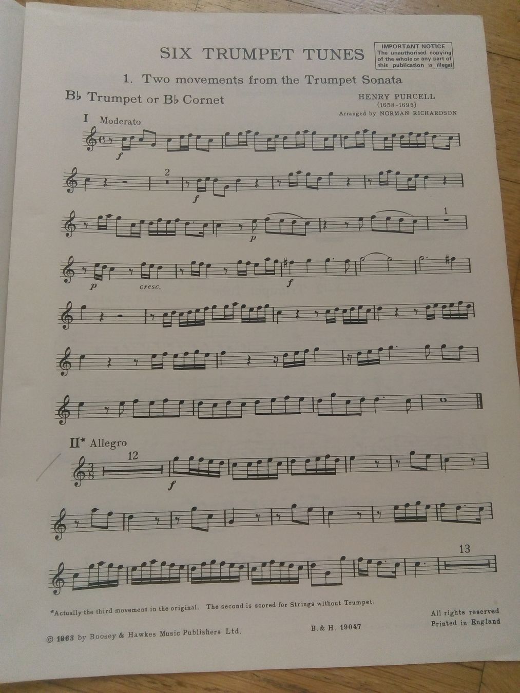 Six Trumpet Tunes - Trompete/Kornett & Klavier (B.& H.19047) (Gebraucht ...