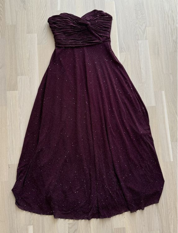 Elegantes Abendkleid in Bordeaux und Glitzer, Grösse 42 (Gebraucht) in ...