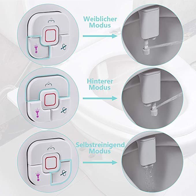 Bidet WC Aufsatz mit einziehbarer Selbstreinigung Doppeldüse (Neu und ...
