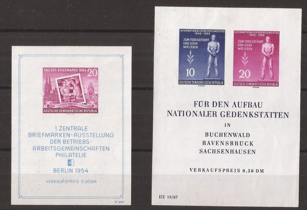 DDR - Block 10 (1954) und Block 11 (1955) - postfrisch (Gebraucht) in Fislisbach für CHF 6 – mit ...