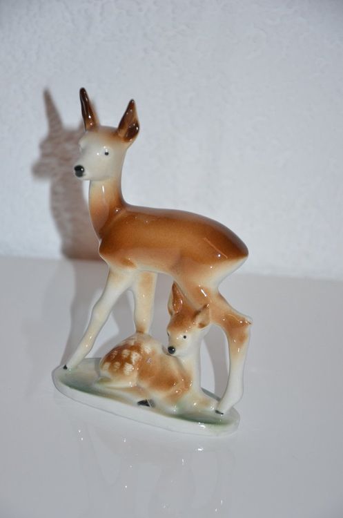 Alte Wagner & Apel Porzellanfigur: Reh mit Kitz | Kaufen auf Ricardo