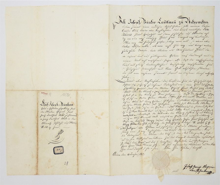 Rarität! - Schuldverschreibung Joseph Bünter (NW) - von 1842 (Gebraucht ...