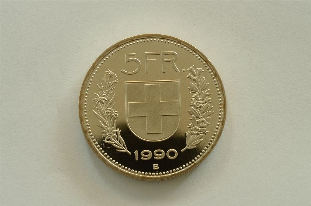 5 Franken 1990 vertiefte Randschrift (Neu (gemäss Beschreibung)) in Oberglatt für CHF 23 – mit ...