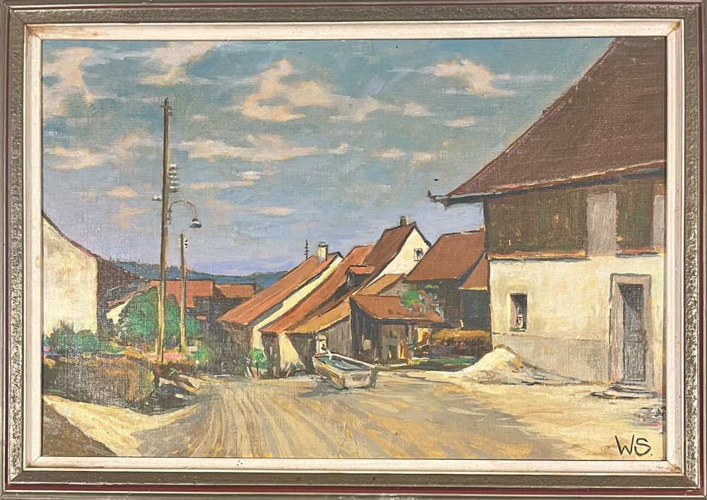 Walter Schneider (1903-1968) Dorf Ansicht Gemälde | Kaufen auf Ricardo