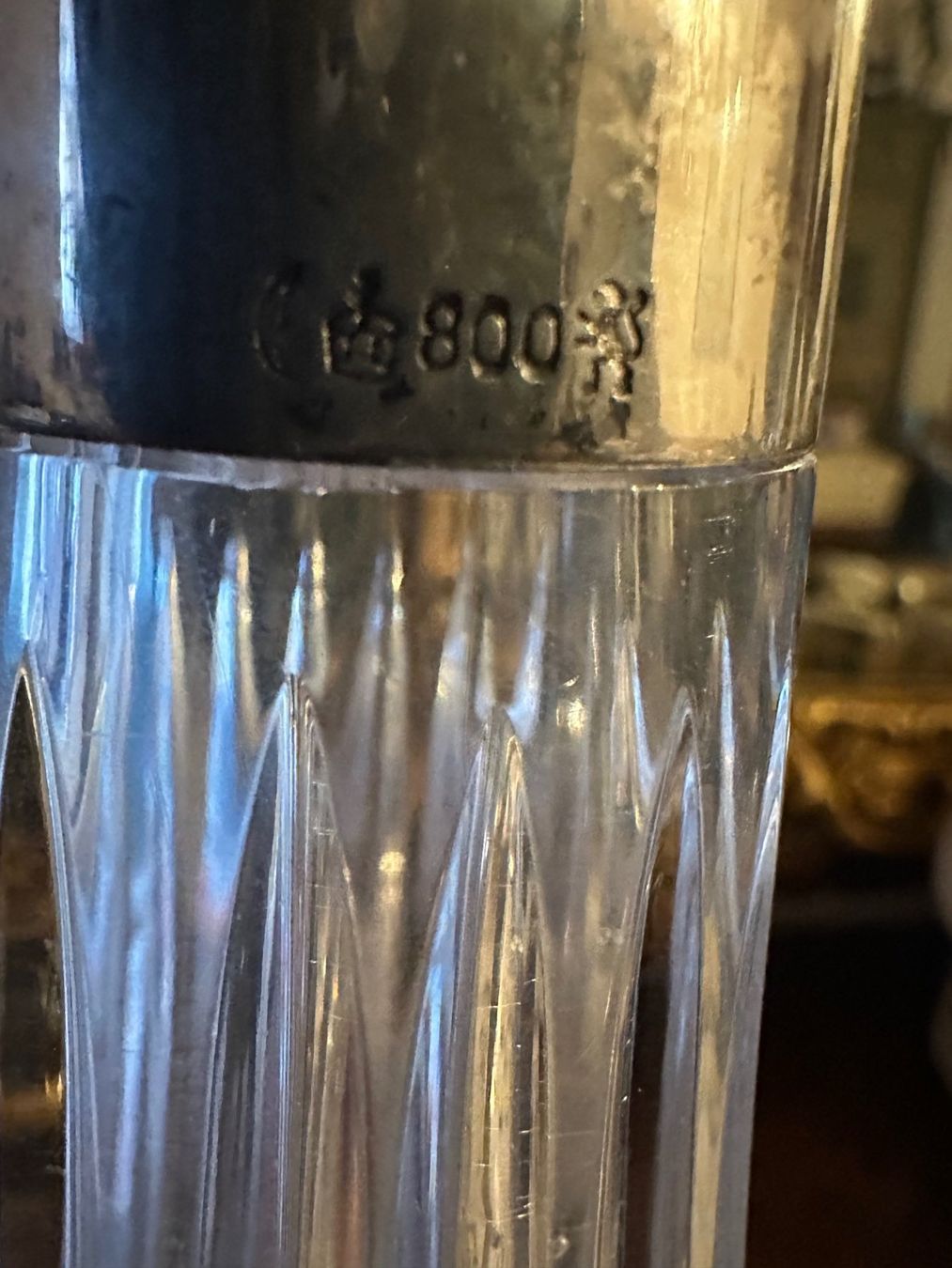 Kristal Weinkaraffe & Stopsel mit Silber...800 (Gebraucht) in Saas im ...