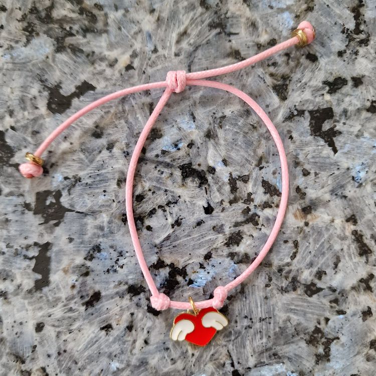 Einfaches rosa Armband mit Herz Anhänger | Kaufen auf Ricardo