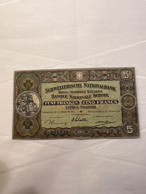 Banknote Schweiz 5.- (Gebraucht) in Bern für CHF 13 – mit Lieferung auf ...