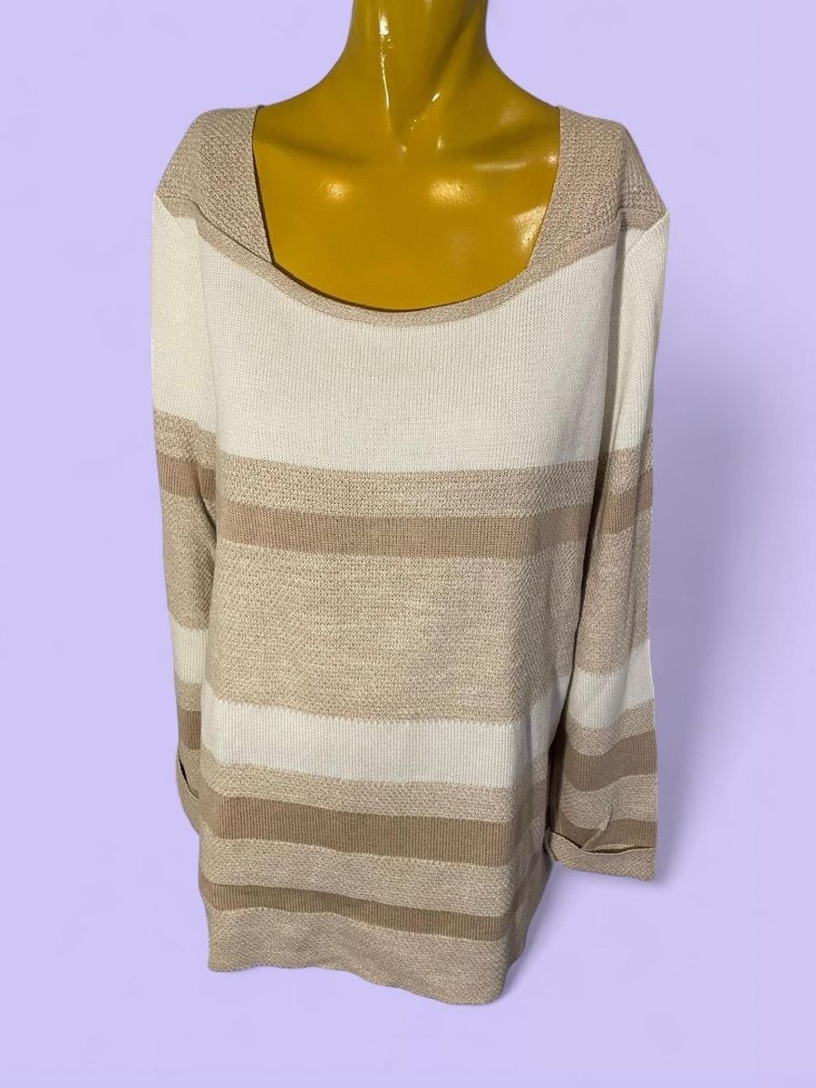 Pull rayé beige/crème, taille 48 (D'occasion) à Troinex pour CHF 15 ...