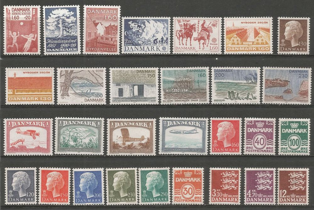 29 Timbres de 1981 ( Danemark ) (Neuf (Voir description)) à La Russille ...