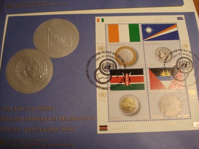 Set FDC UNO, Blocks Flaggen/Münzen, 2011-2013. 8 Belege (Gebraucht) in Niederwil AG für CHF 2.2 ...