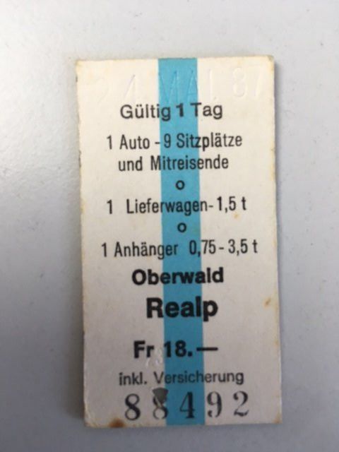 Billett Oberwald Realp 1 AUTO 1987 (Gebraucht) in Luzern für CHF 1 ...