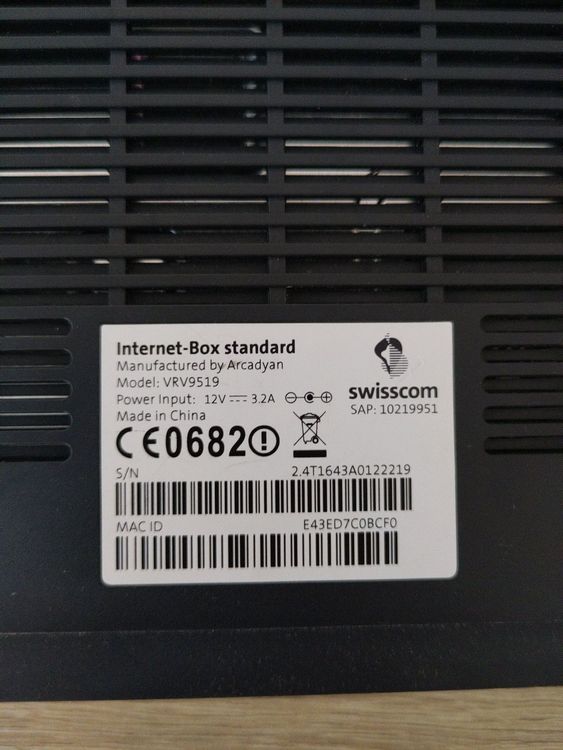 Swisscom Internet-Box Standard LTE Fibre (Arcadyan VRV9519) (Gebraucht ...
