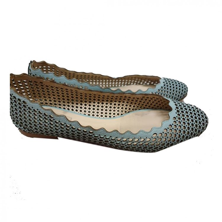 Chloé Ballerinas Gr. 39 Türkis Leder Sommerschuhe (Gebraucht) in ...