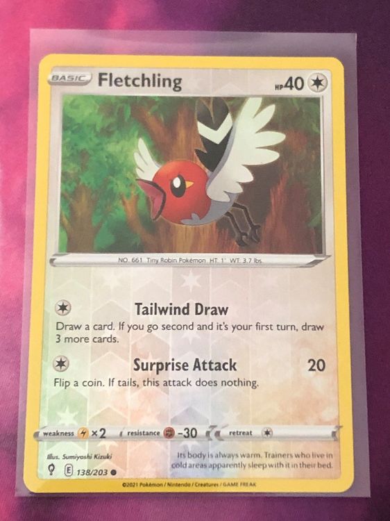 Evolving Skies Fletchling 138/203 EN Reverse Holo (Neu (gemäss ...
