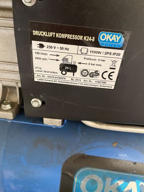 DRUCKLUFT KOMPRESSOR K24-8 Okay | Kaufen auf Ricardo