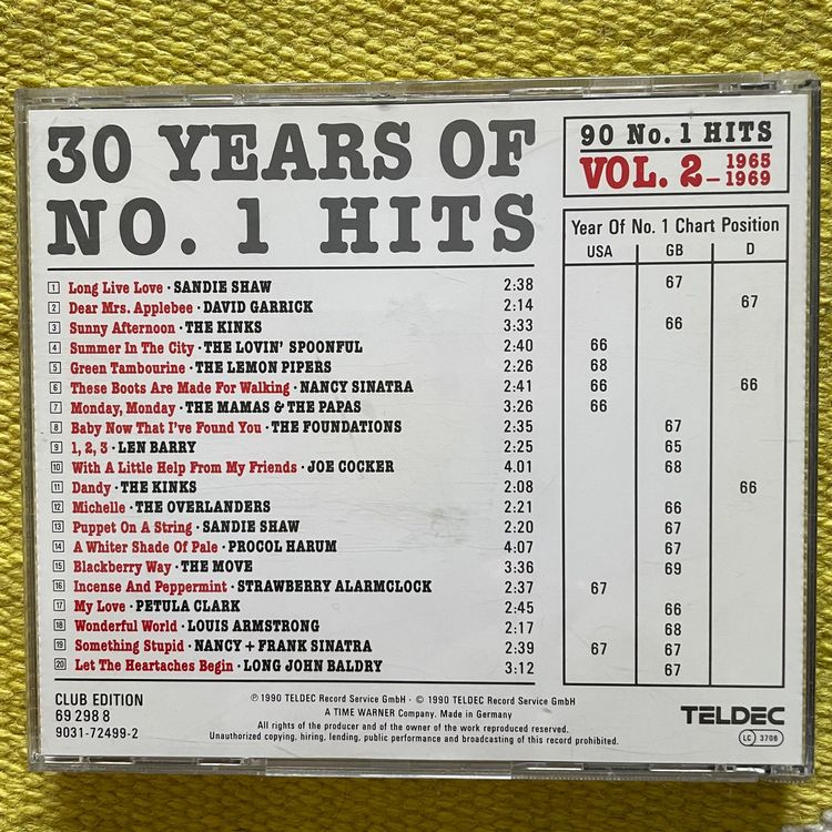 30 YEARS OF NO.1 HITS-VOL.2 1965-1969 (Gebraucht) in für CHF 2.9 – mit ...