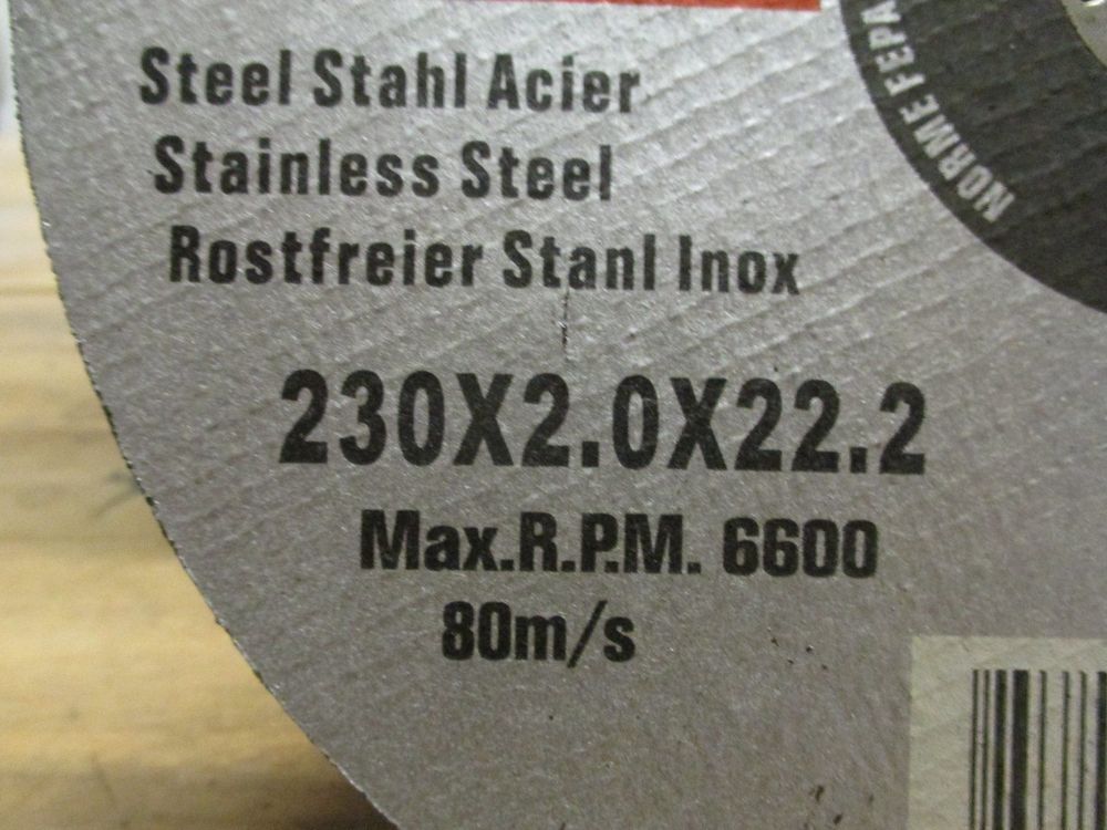 50 Trennscheiben Inox 230 x 2mm Stahl (Neu und originalverpackt) in ...