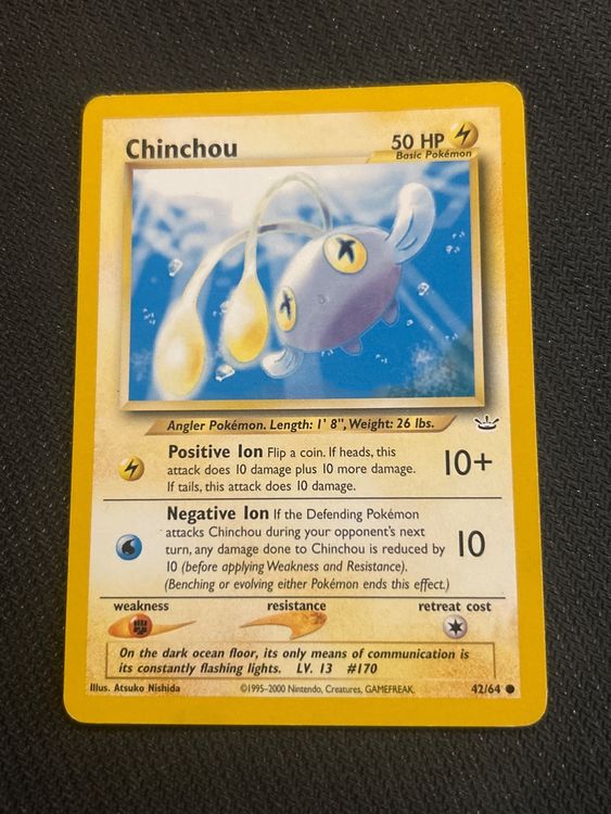 Pokemon card old Neo Revelation 2000, Chinchou 42/64 | Kaufen auf Ricardo