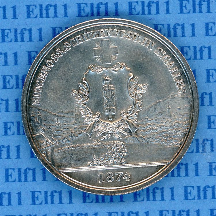 CHF___5.00 1874 St. Gallen stgl * nigelnagelneu! 5 Franken (Neu (gemäss Beschreibung)) in Widnau ...