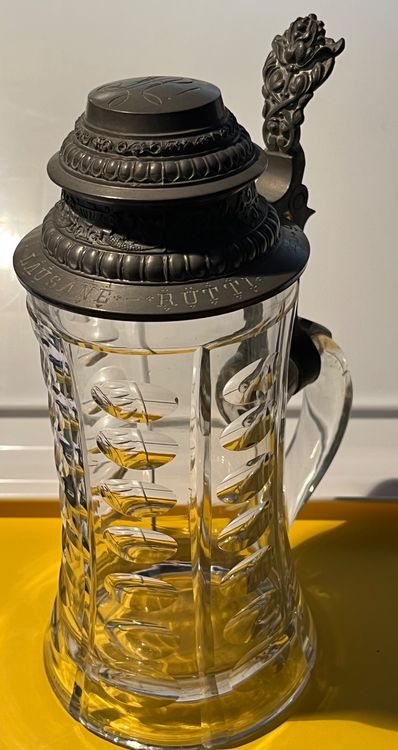 Bierkrug Zinndeckel Gravur Zirkel einer Studentenverbindung (Gebraucht ...