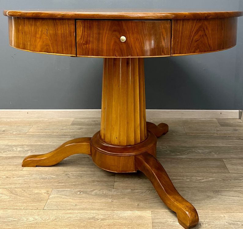 Alter Runder Säulen Tisch Holz Tisch mit Schublade (Gebraucht) in ...