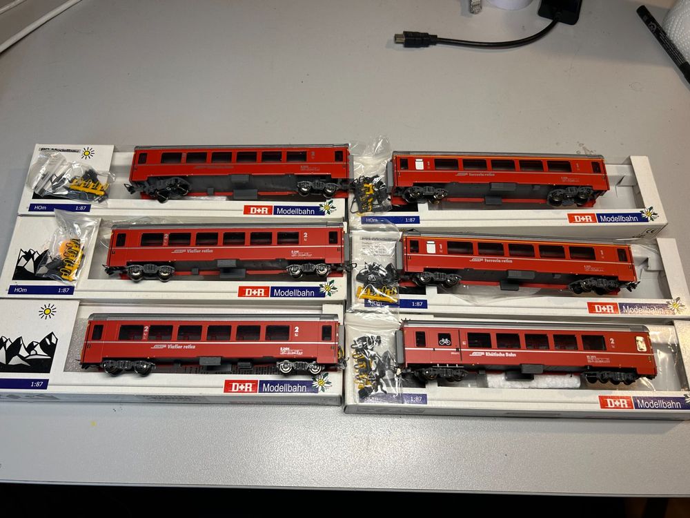 D+R / Bemo rame Bernina Bahn EW IV rouge H0m (D'occasion) à Villeret ...