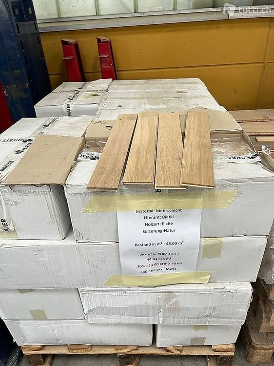Parkettrestposten !! (Neu und originalverpackt) in Schlatt-Paradies für CHF 840 – nur Abholung ...