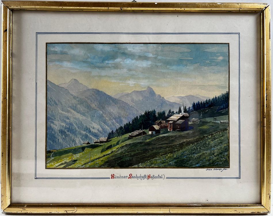 Dorflandschaft Aquarell Signiert. | Kaufen auf Ricardo