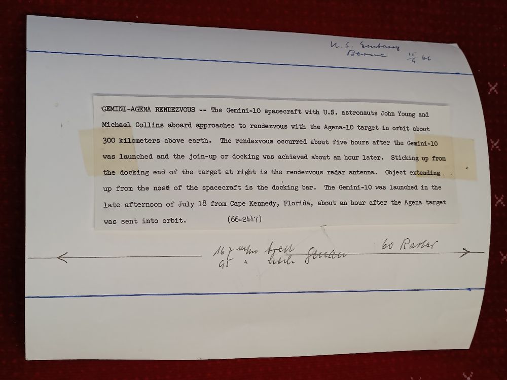 Werk Photo NASA / Spacecraft Gemini Agena 10 von 1966 (Gebraucht) in ...