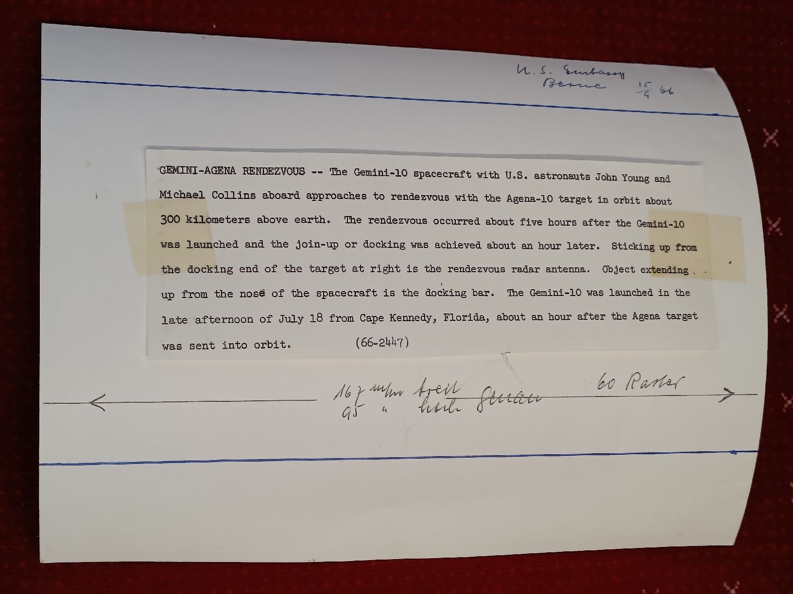 Werk Photo NASA / Spacecraft Gemini Agena 10 von 1966 (Gebraucht) in ...