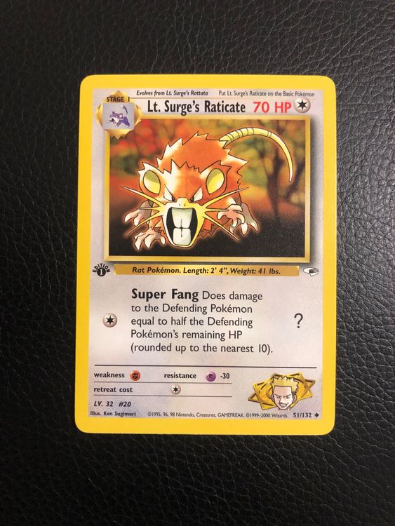 Gym Heroes Lt. Surge’s Raticate 51/132 1st edition NM Ab 1 (Gebraucht ...