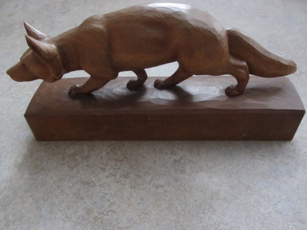 Holz - Schnitzerei Schleichender Fuchs | Kaufen auf Ricardo