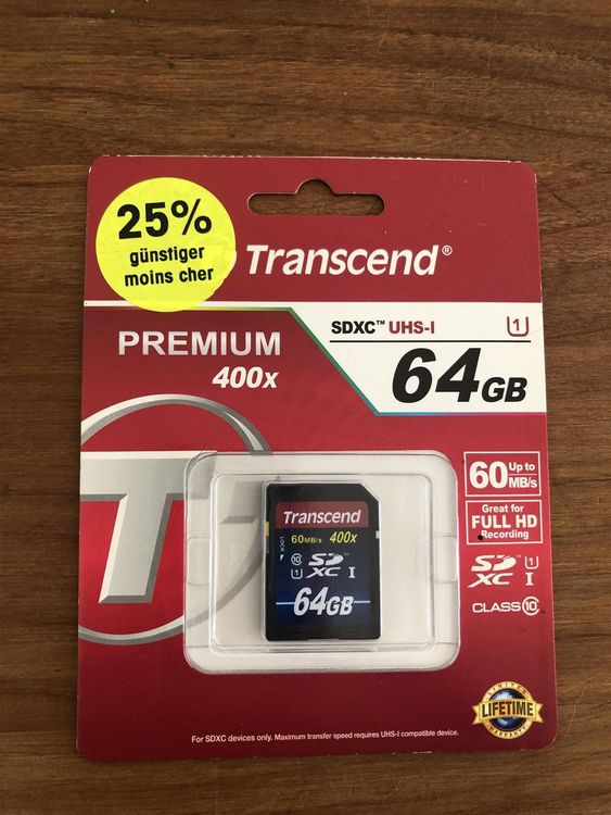 64GB Transcend SDXD™ UHS-1 Speicherkarte (Neu und originalverpackt) in ...